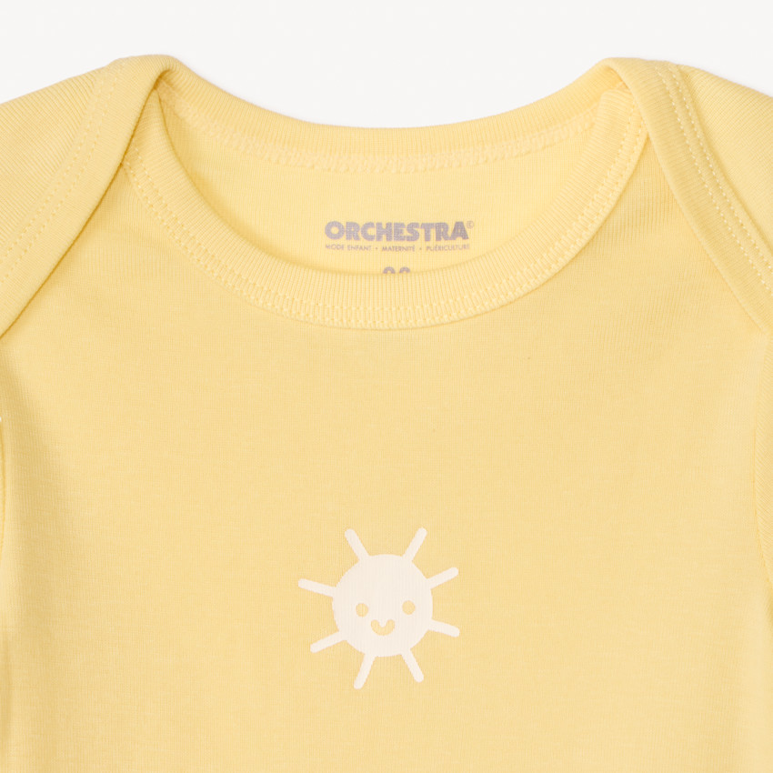 Conjunto de 5 bodies de manga corta estampados para bebé niño. | Orchestra