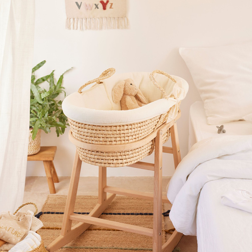 Soporte balancín para capazo de madera barnizada Laura | Combelle